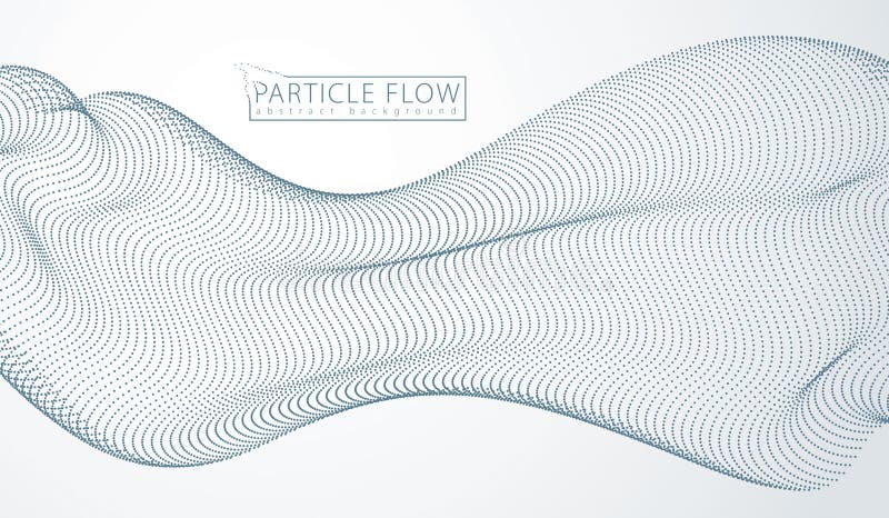 Array of Particles Flowing, Dynamic Sound Wave. 3d Vector Illustration. Mesh of Blurred Dots ...