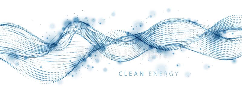 Array of Particles Flowing, Dynamic Sound Wave. 3d Vector Illustration ...