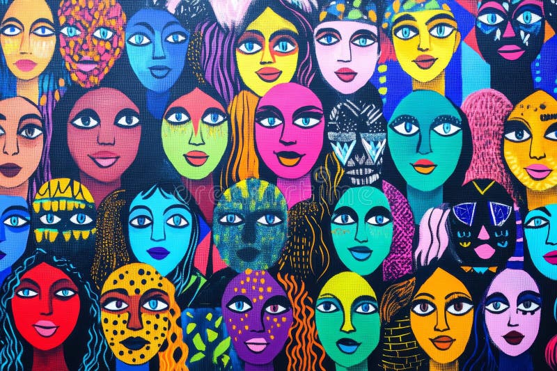 Array Pattern of Simple Shapes and Colors To Depict People in an ...