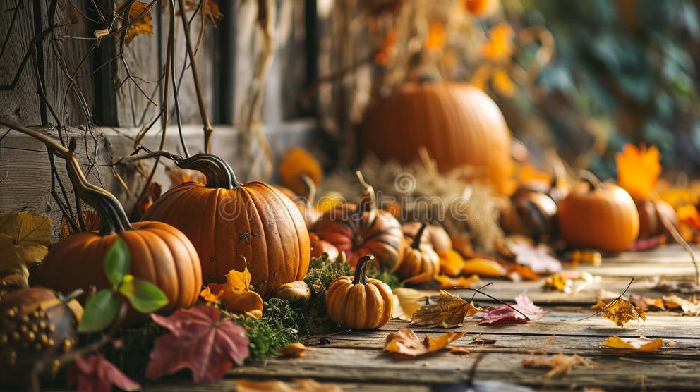 An Array of Pumpkins, from Small To Large, Surrounded by a Cascade of ...