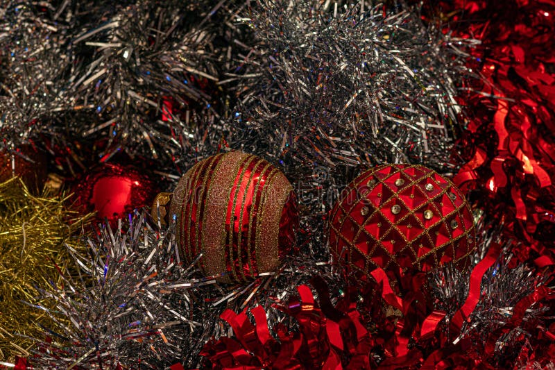 Array of Red and Gold Christmas Ornaments, Each Uniquely Designed ...