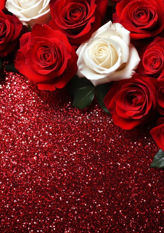 An Array of Red and White Flowers, Highlighted by Numerous Red Roses ...