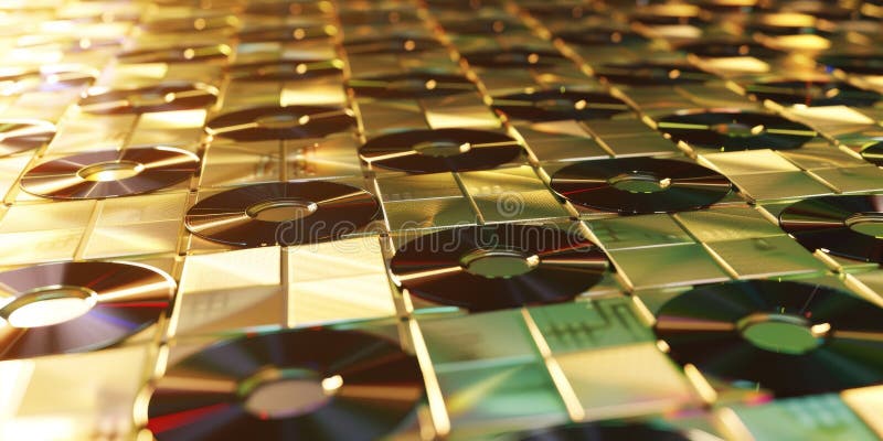 Array of Reflective Compact Discs Background Stock Image - Image of ...