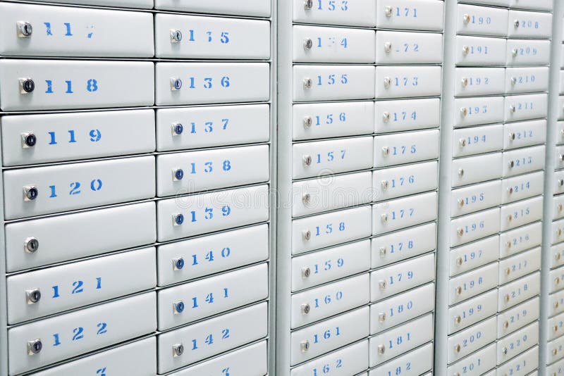 Array of Safety Lockers for Valuables Stock Photo - Image of safe ...