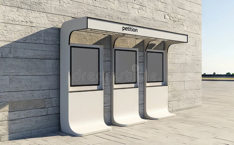 An Array of Self-checkout Kiosks or Self-Service Payment Machines Stock ...