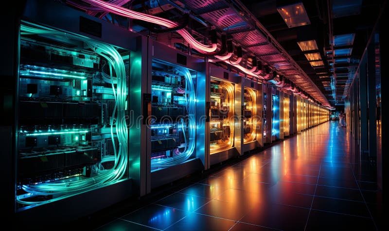 Array of Servers in Data Center Stock Image - Image of power ...