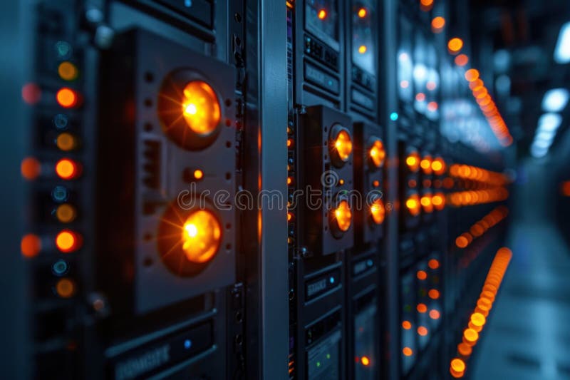Array of Servers in Data Center Stock Image - Image of communication ...