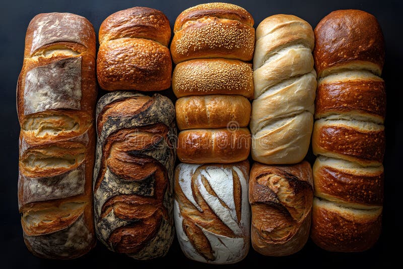 Artisan Bread Selection with Textured Crusts for Rustic Kitchen Decor ...