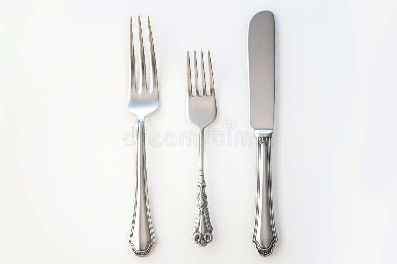 Elegant Silver Cutlery Set on White Background Stock Image - Image of ...