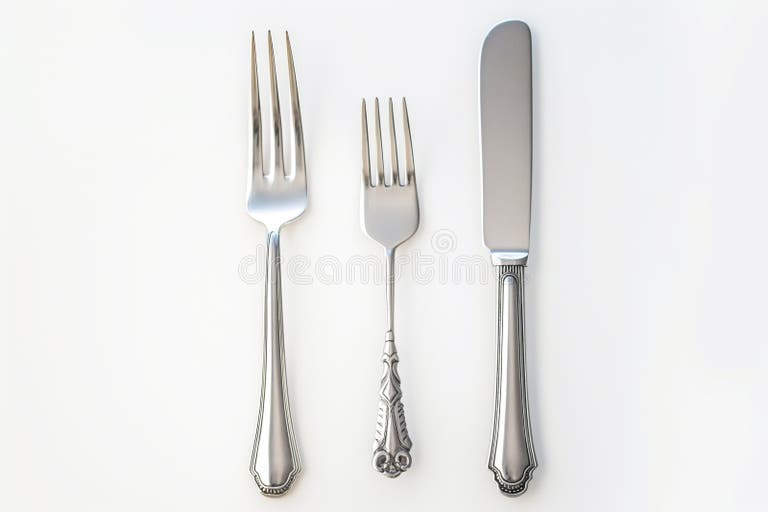 Elegant Silver Cutlery Set on White Background Stock Image - Image of ...