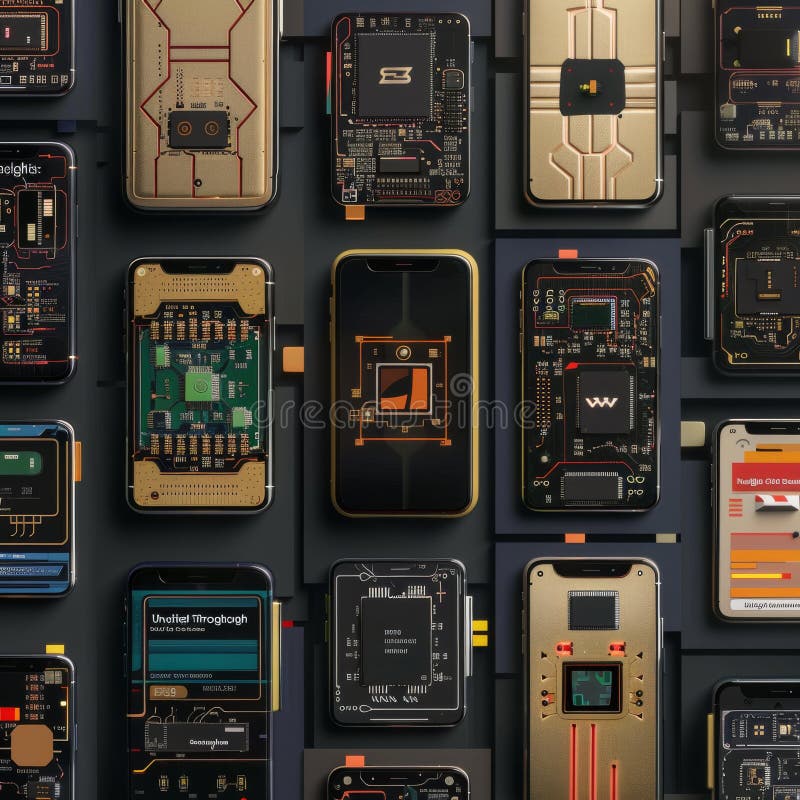 Array of SIM Card Designs stock photo. Image of components - 321429656