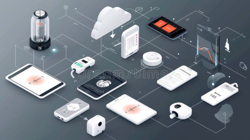 Connected Smart Home Digital Interfaces Iot Technology Stock Photos ...