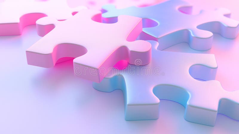 An Array of Softly Colored Pastel Puzzle Pieces on a Gentle Pink ...