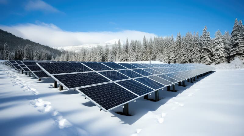 Array Solar Panel with Snow Stock Illustration - Illustration of ...