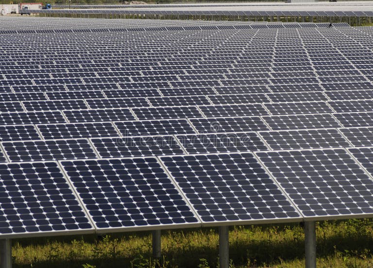 Array of solar panels stock image. Image of cells, outside - 14002663
