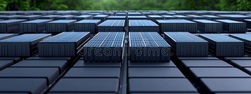 Array of Solar Panels for Clean Energy. Photovoltaic Technology Stock ...