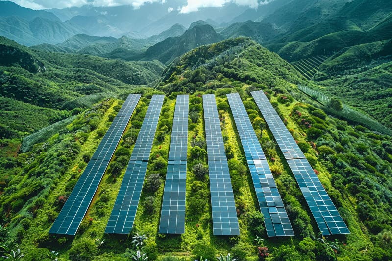 Array of solar panels stock image. Image of represent - 312851945