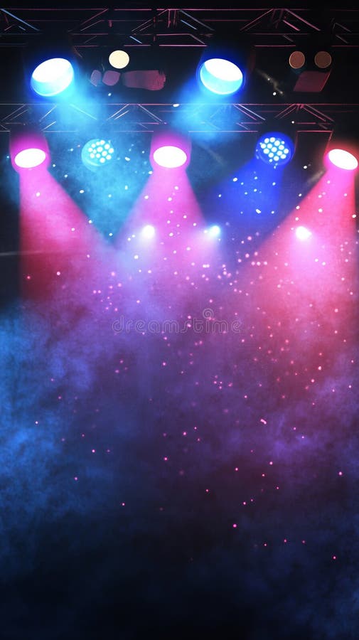 Array of Stage Lights in a Starburst Effect, Neon Pinks, Blues ...