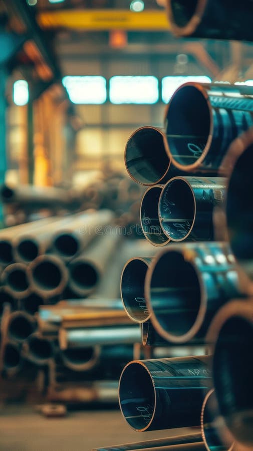 Array of Steel Pipes in a Warehouse Stock Photo - Image of distribution ...