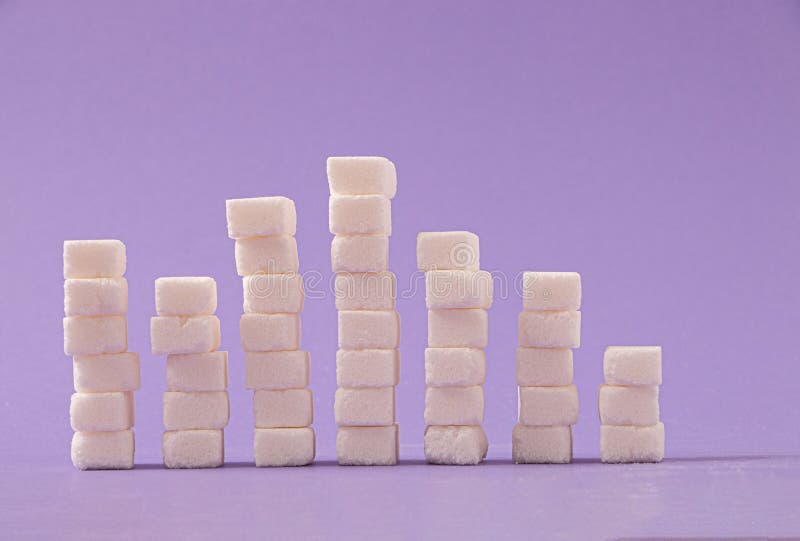 Array of Sugar Cubes Arranged in a Bar Chart Formation, Health Decline ...