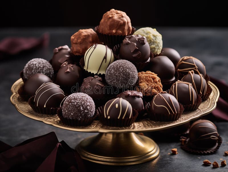 An Array of Tempting Dark Chocolate Truffles Stock Illustration ...