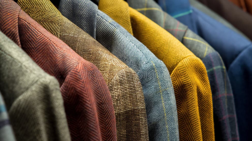 Array of Textured Suit Jackets on Display Stock Illustration ...