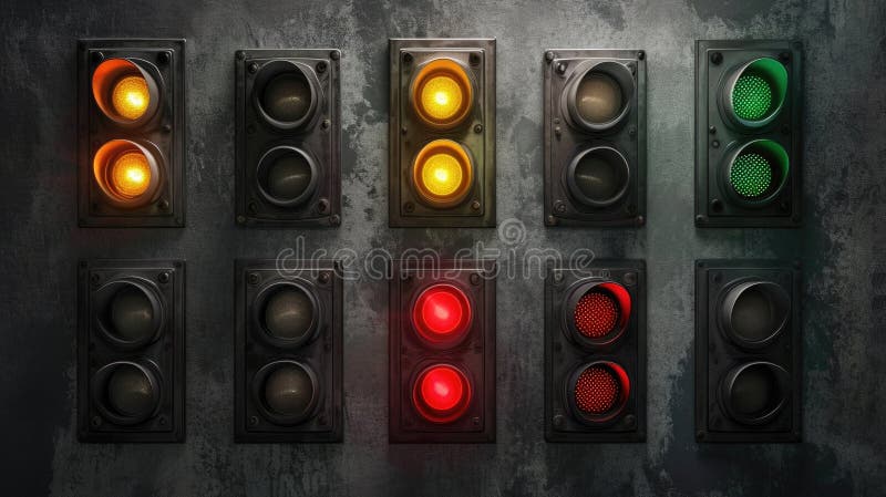 Colorful Traffic Lights at an Intersection Stock Image - Image of ...