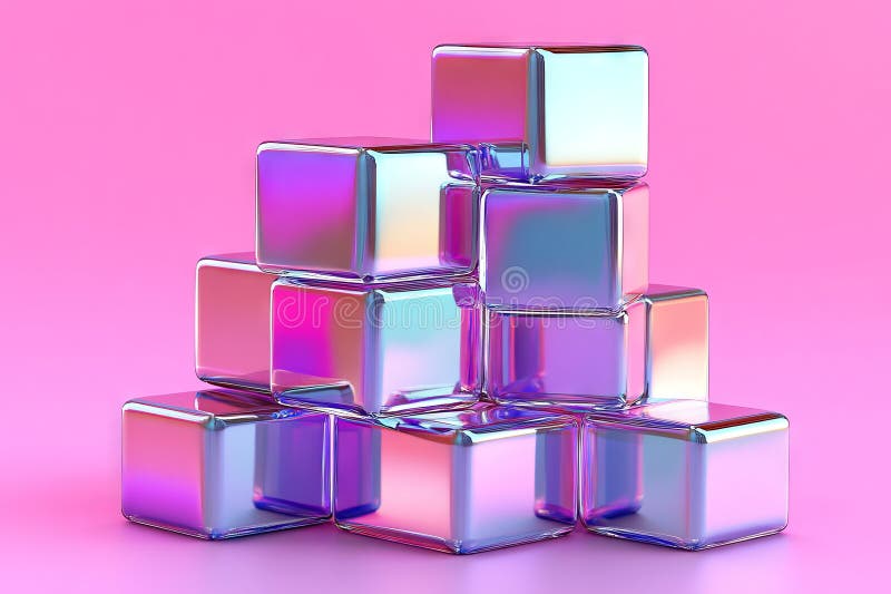 An Array of Translucent, Radiant Cubes Gently Moving in the Air ...