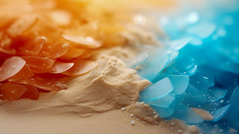 Array of Translucent Sea Glass Pieces Scattered Across Fine Beach Sand ...