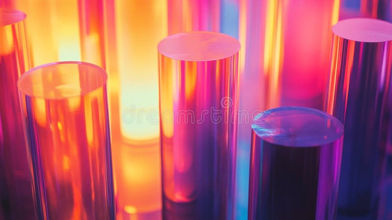 Colorful Abstract Display of Translucent Tubes Illuminated by Vibrant ...