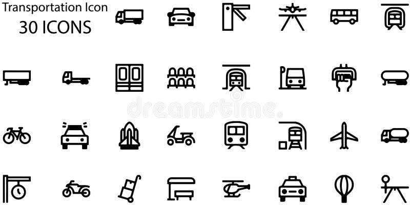 Set of Transportation Icons. Line Art Style Icons Bundle. Vector ...