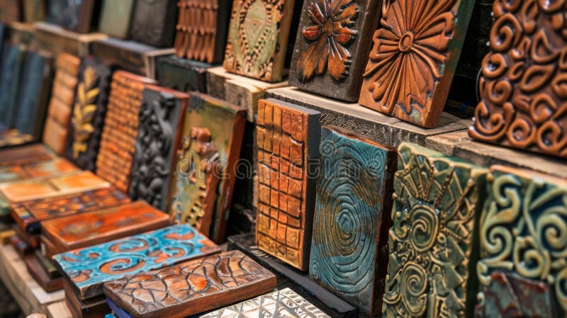 An Array of Unique Clay Tiles on Display at an Art Fair Each One ...