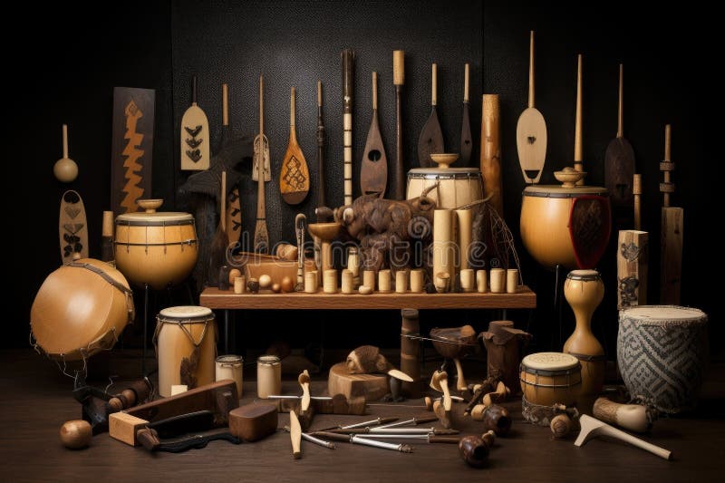 An Array of Unique Handcrafted Percussion Instruments Stock ...