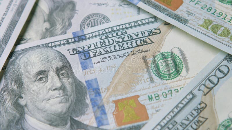 An Array of US Dollar Bills Displayed in CloseUp for Detailed ...