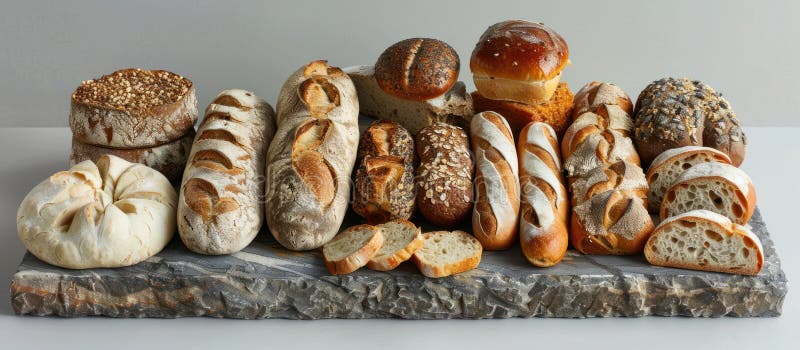 Array of Various Breads on Table Stock Image - Image of challah, table ...