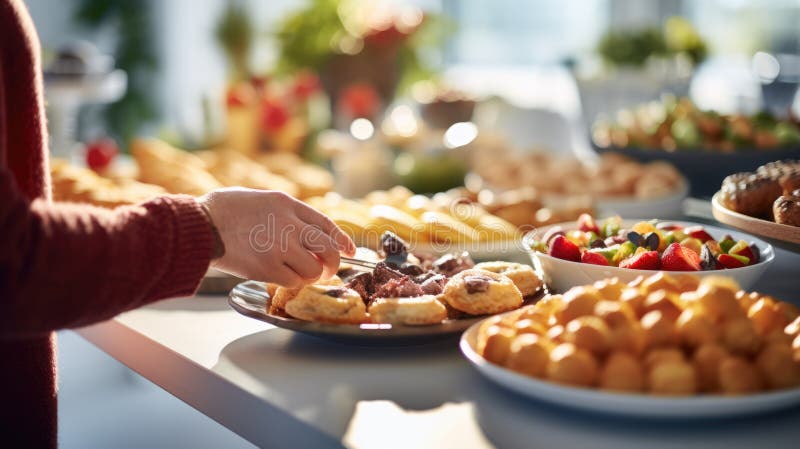 Array of Various Foods Laid Out on a Table, Indicating a Buffet-style ...