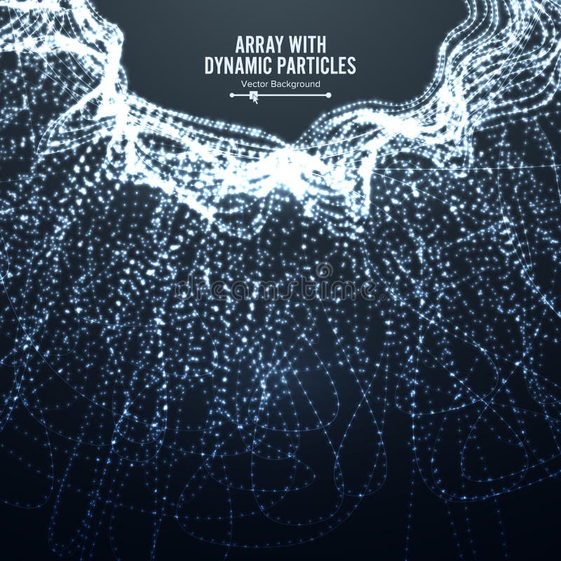 Array Vector with Dynamic Particles. Round Dots and Lines. Graphic Abstract Background Lighting ...
