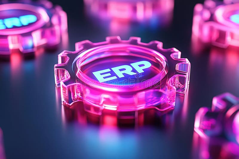 Exploring Innovative ERP Technology with Glowing Holographic Gears at ...
