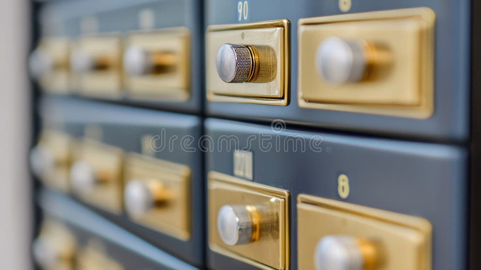 Array of Vintage Safe Deposit Boxes in Secure Banking Facility, Old ...