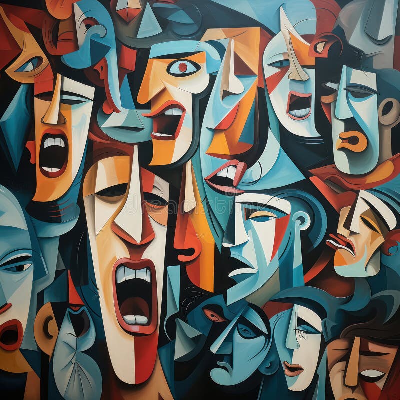 An Array of Vivid Cubist Expressions, Each Conveying a Unique Emotion ...