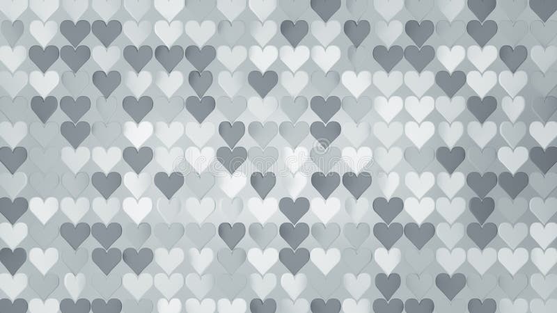 Array Of White Heart Shapes 3D Rendering Stock Illustration ...
