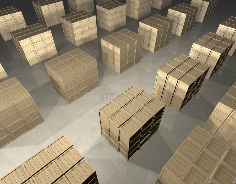 Array of wooden boxes stock illustration. Illustration of depot - 10593600