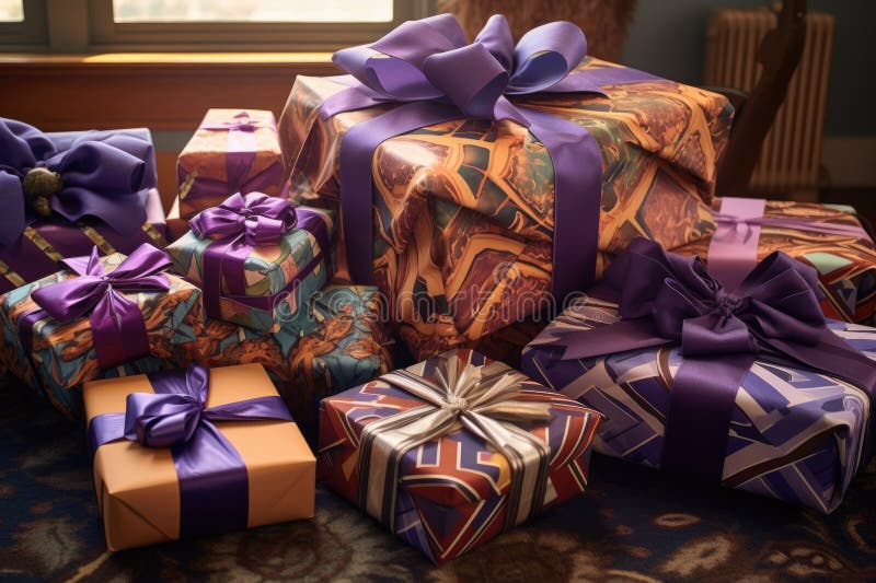 Array of Wrapped Gifts with Various Patterns Stock Illustration ...