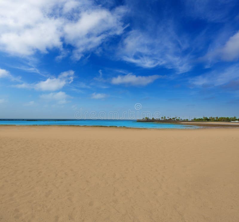 Arrecife Beach Lanzarote Playa Del Reducto Stock Image - Image of beach ...