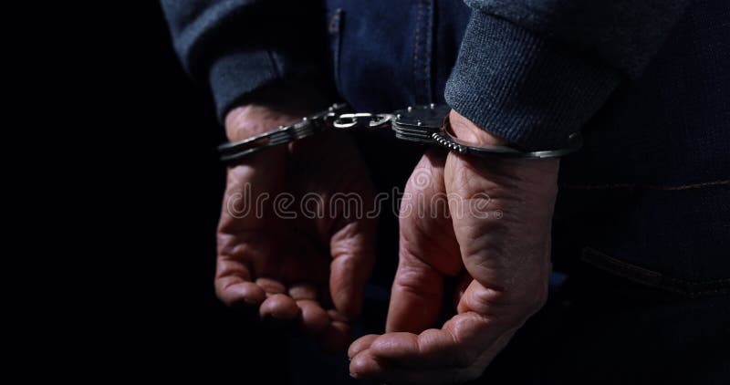 Arrested Man with Cuffed Hands Behind Back Stock Footage - Video of ...