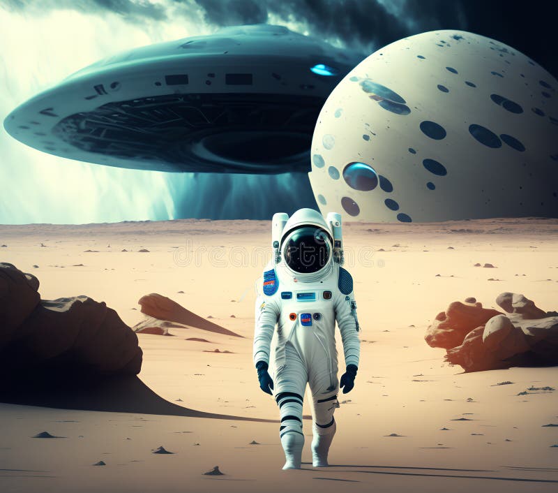 Arrival on Alien Planet, Generative AI Illustration Stock Image - Image ...