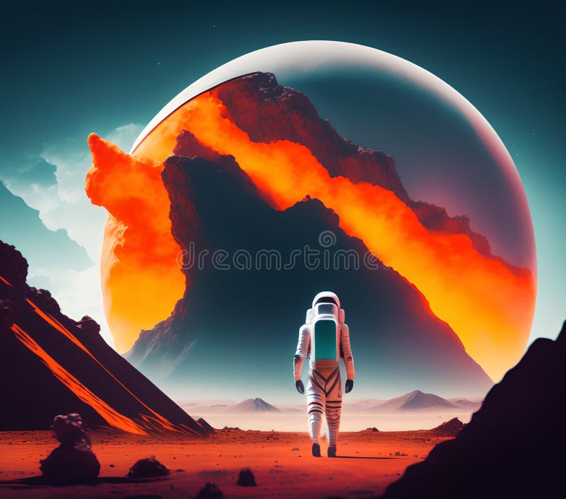 Arrival on Alien Planet, Generative AI Illustration Stock Illustration ...