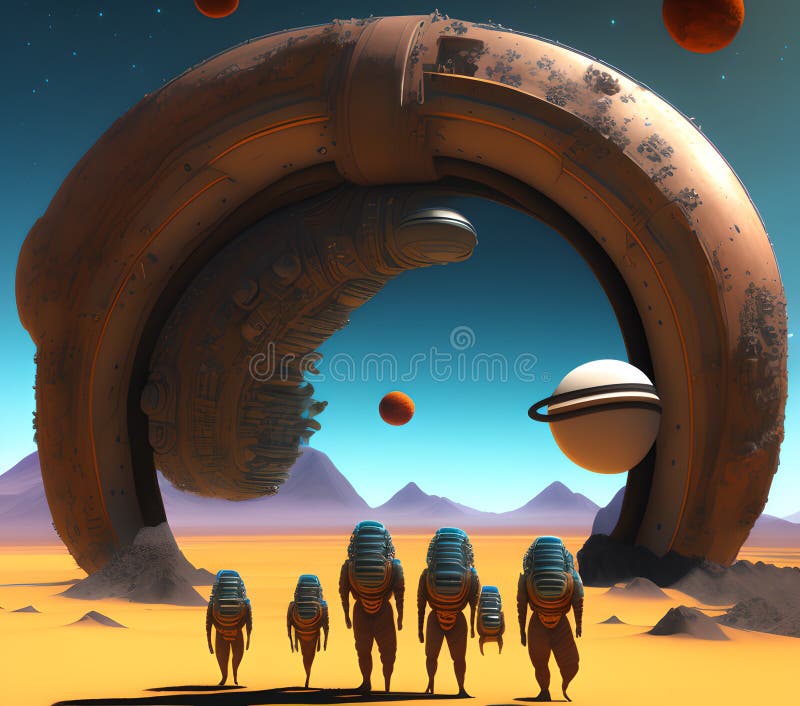 Arrival on Alien Planet, Generative AI Illustration Stock Illustration ...