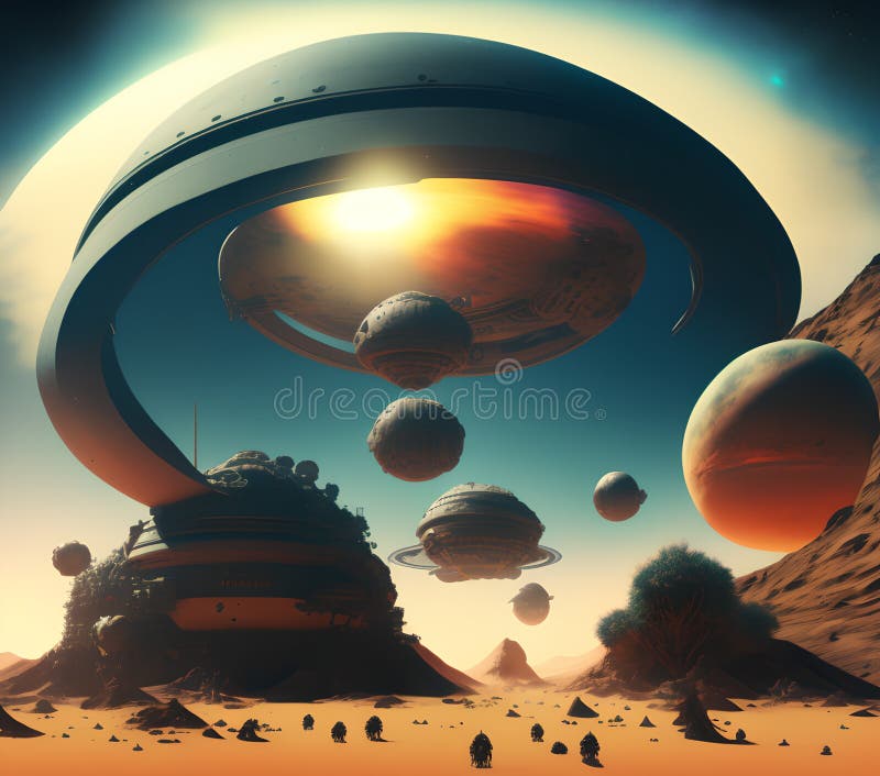 Alien Planet, Generative AI Illustration Stock Photo - Image of ...