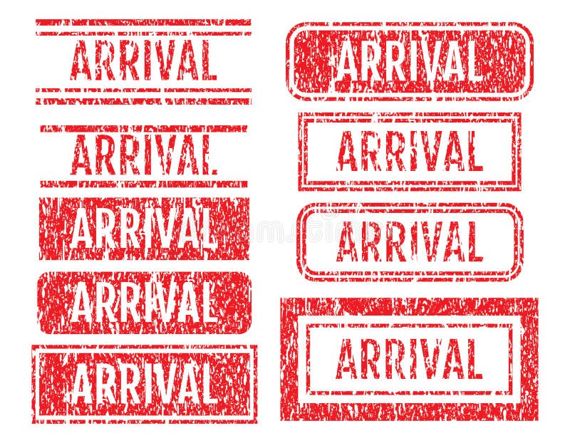 Arrival Rubber Stamps Grunge Style with Scratches Set Stock Vector ...